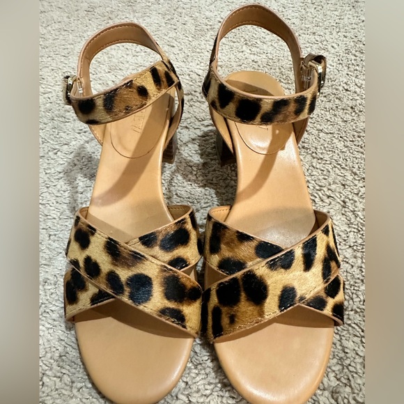 J. Crew Factory | Shoes | Jcrew Calfhair Lowblock Heels Sandals | Poshmark